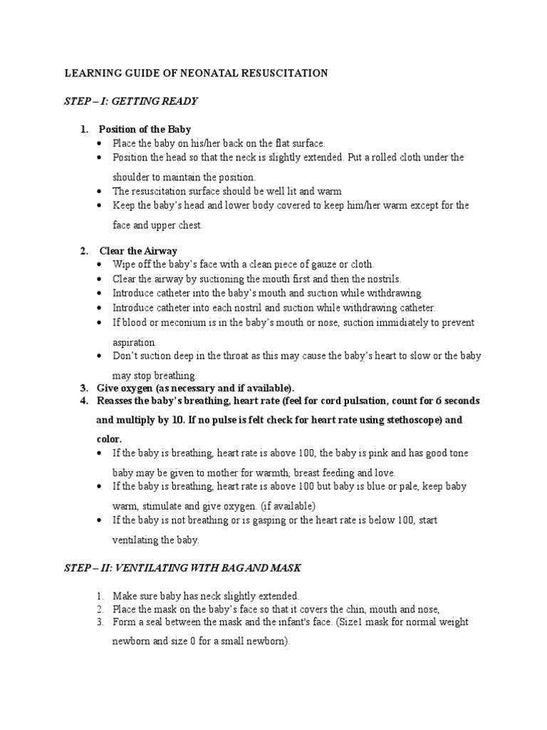Neonatal Resuscitation Procedure Guide | PDF | Infants ...