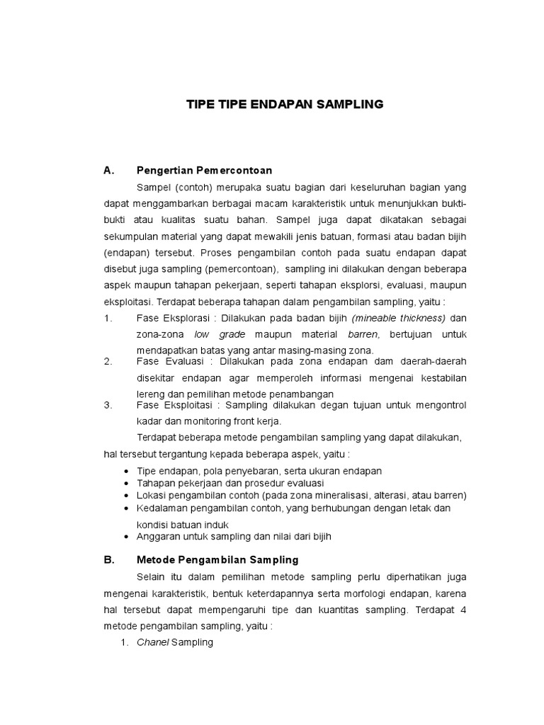 Tipe Tipe Endapan Sampling | PDF