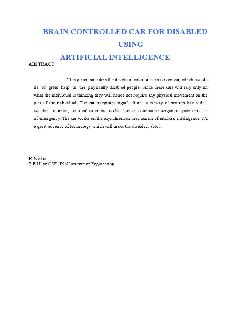 Brain Controlled Car For Disabled | PDF | Art | Technology & Engineering