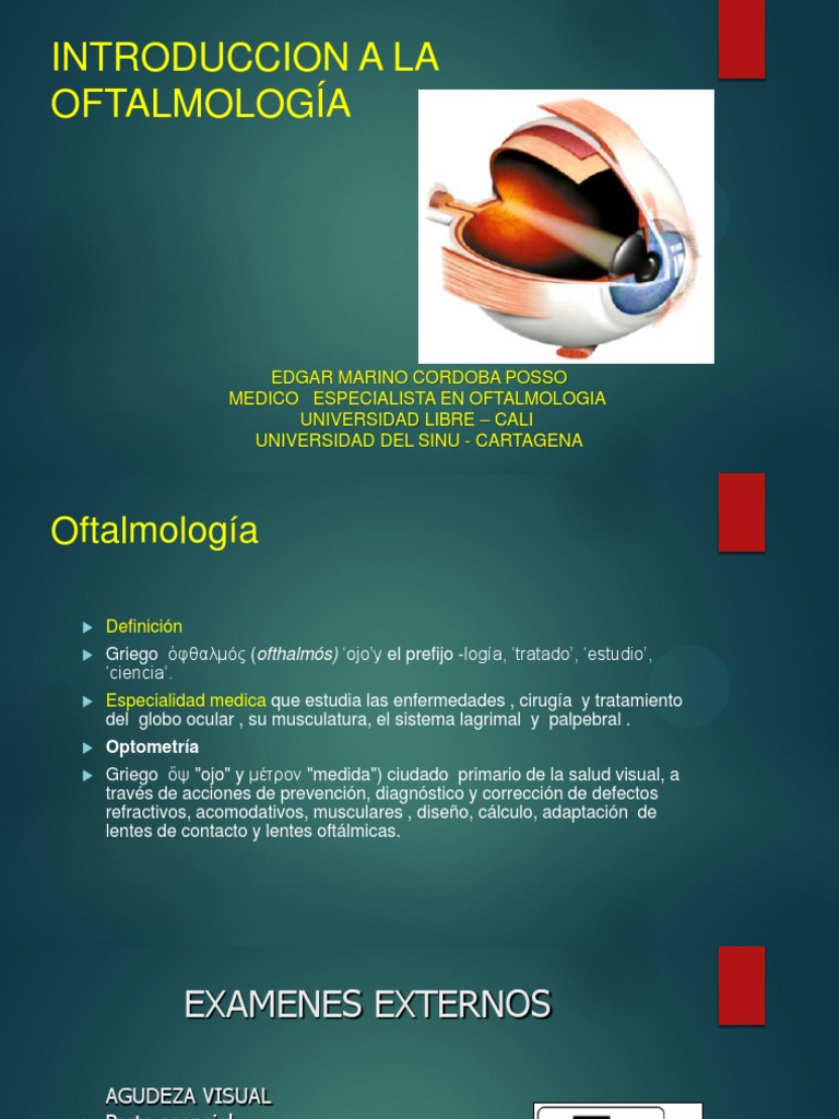 CLASE 1 Oftalmología | PDF | Ojo humano | Oftalmología
