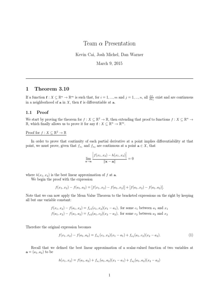 Multivariable Differentiability Implies Continuity | PDF | Derivative | Theoretical Physics
