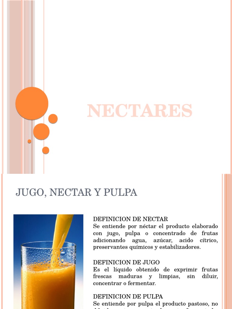 Néctares: Frutas, ingredientes y proceso de elaboración | PDF ...