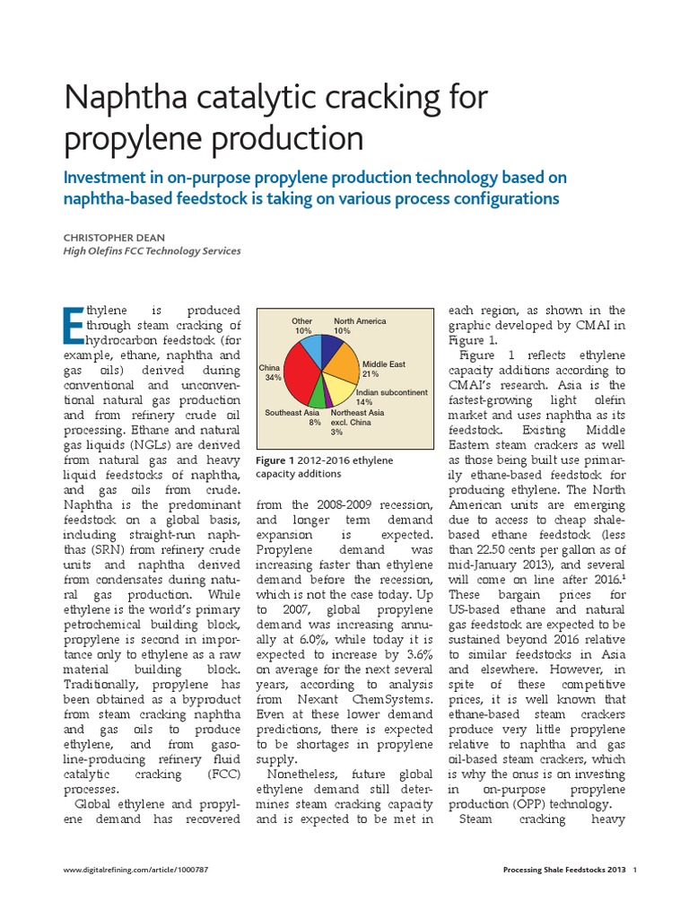 Naphtha Catalytic Cracking for Propylene | PDF | Cracking (Chemistry ...