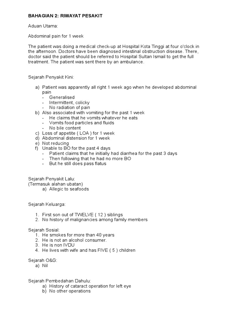 CASE CLERKING Format2 | PDF | Surgery | Medicine