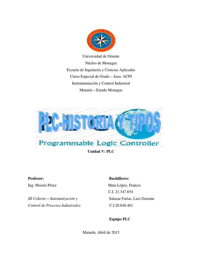 Unidad V Tema 1 PLC (ICI) | PDF | Controlador lógico programable ...