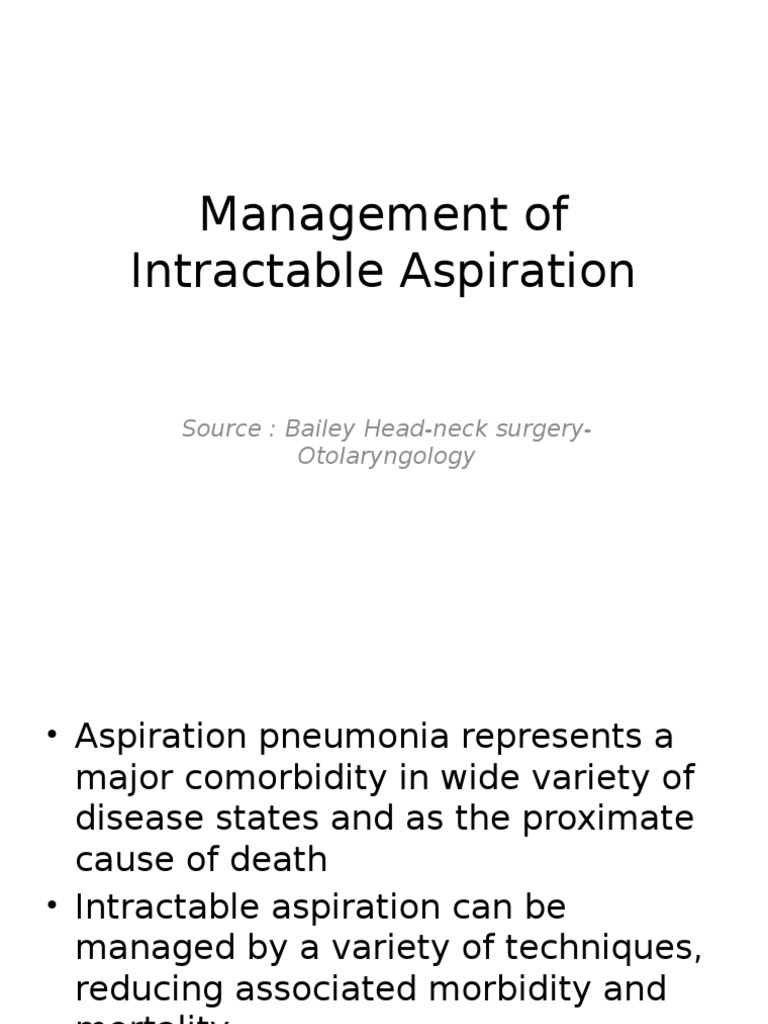 Management of Intractable Aspiration | PDF | Larynx | Stroke