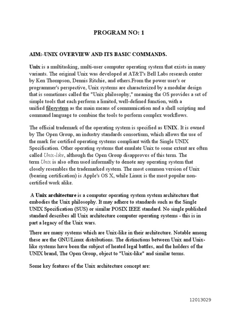 Unix Overview and Basic Commands Guide | PDF | Unix | Computer File