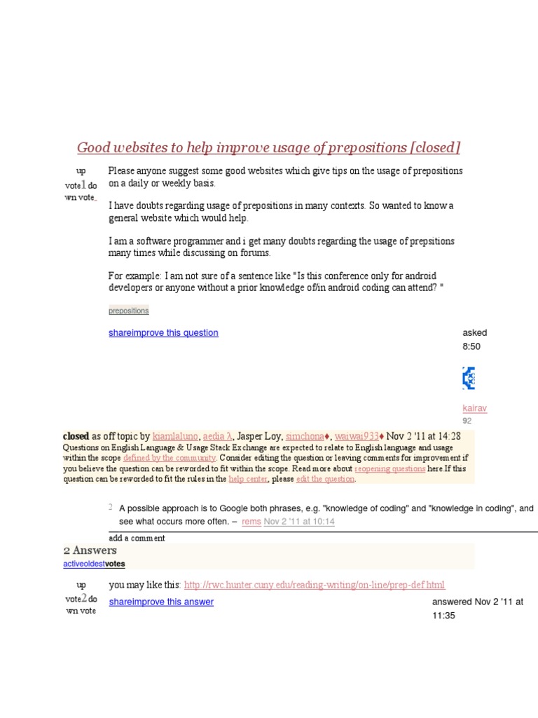 Wrong Use of Prepositions | PDF | Object (Grammar) | Verb