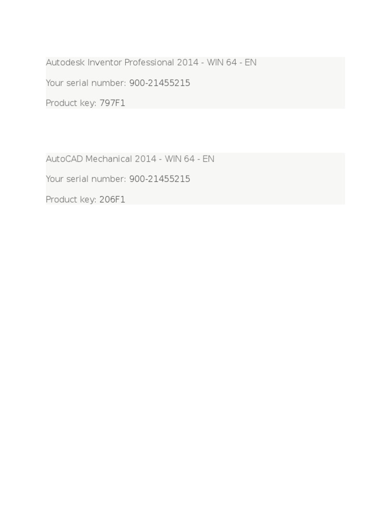Autodesk Inventor Professional 2014 - WIN 64 - EN Your Serial Number ...