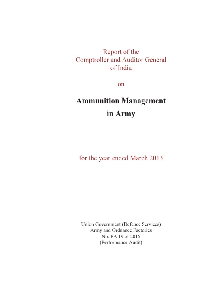 CAG Report | PDF | Armoured Fighting Vehicles | Ammunition