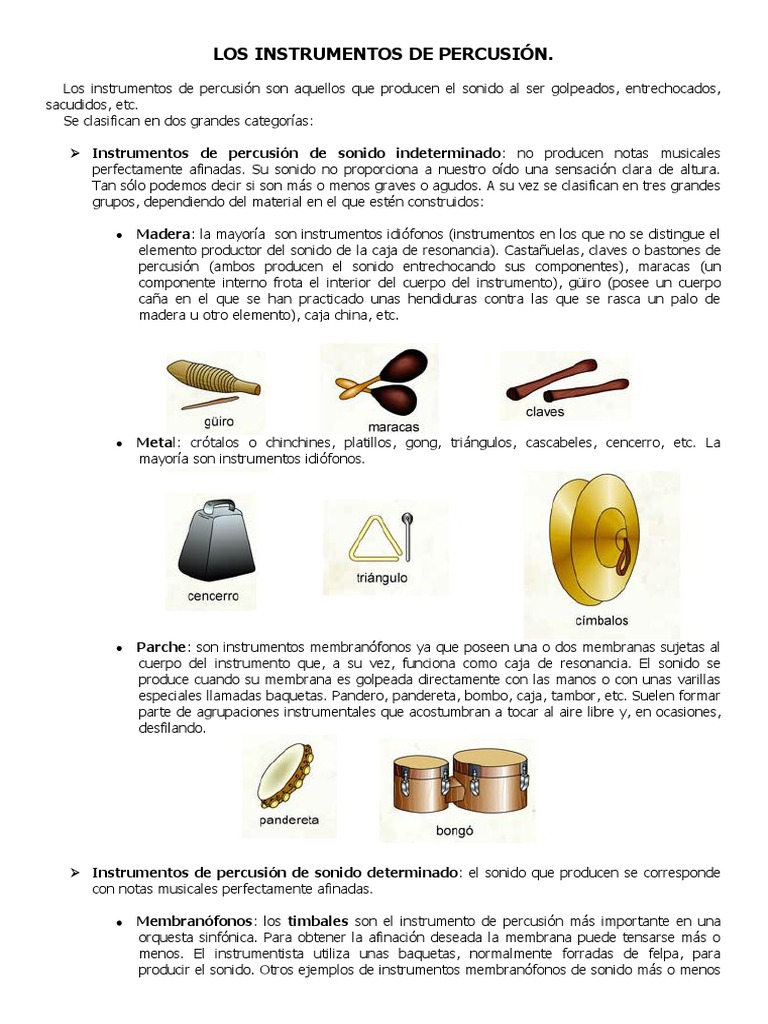 Clasificación Instrumentos de Percusión PDF | PDF