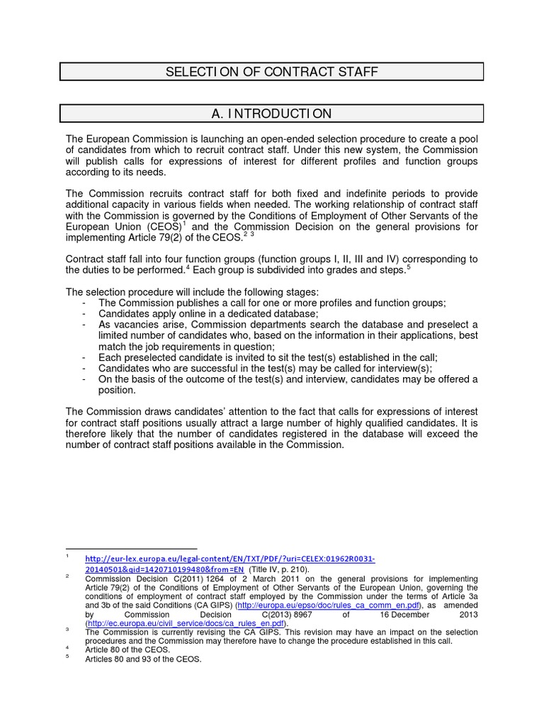 EU Contract Staff Selection Guide | PDF | European Union | European ...