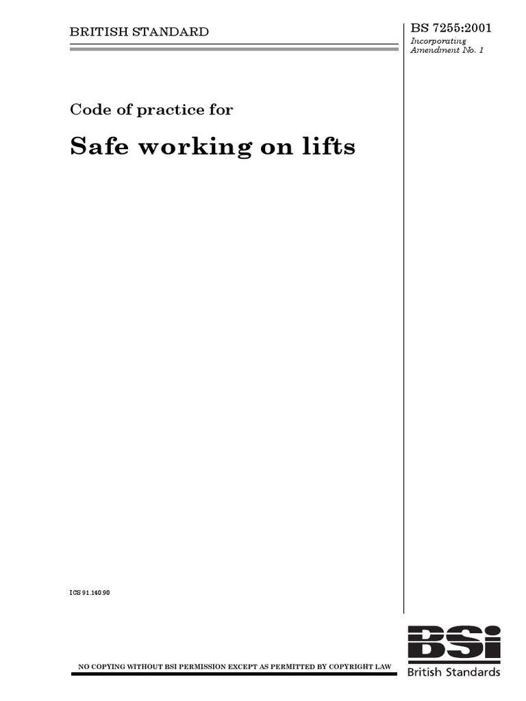 Code of Practice For Safe Working On Lifts | PDF | Elevator ...