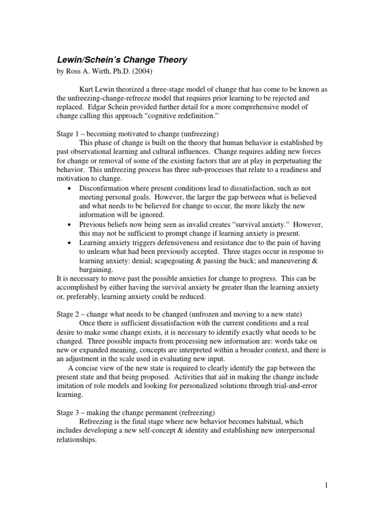 Lewin and Schein's Change Theory Explained | PDF
