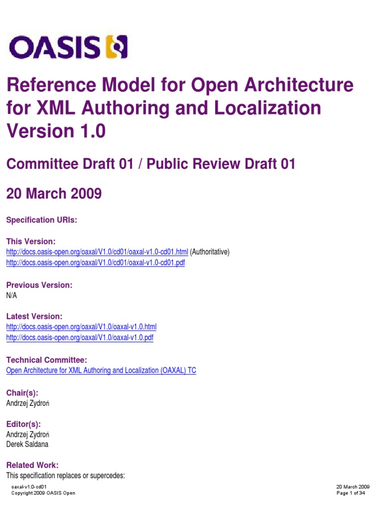 Reference Model For Open Architecture For XML Authoring and Localization | PDF | Xml ...