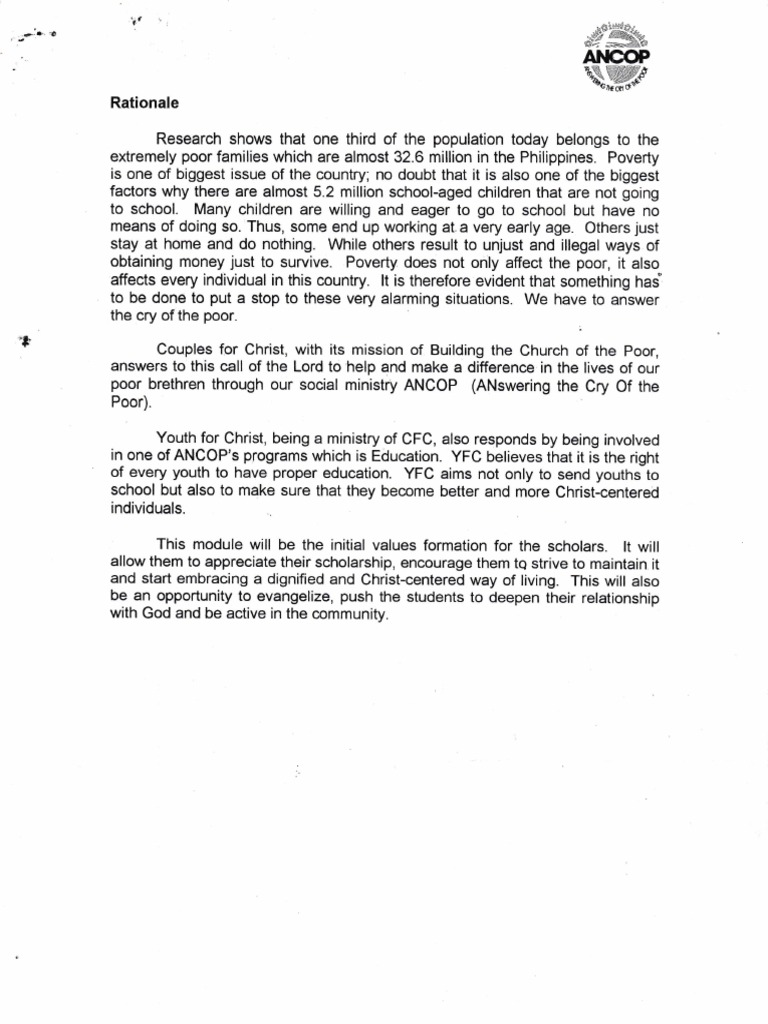 ANCOP Scholars' Values Formation | PDF | Integrity | Employment