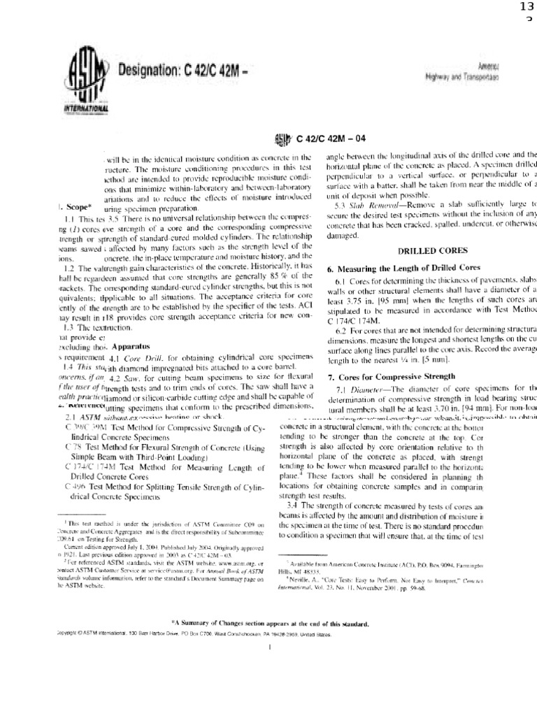 ASTM C42-13