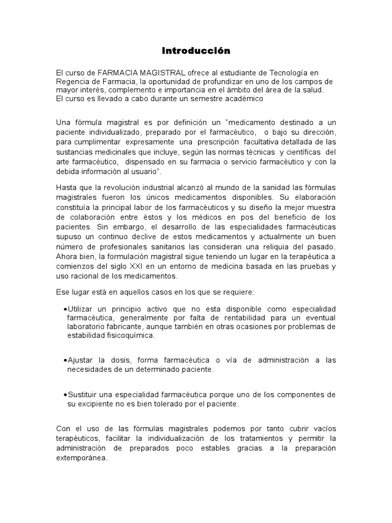 Introducción - Docxfarmacia Magistral. | PDF | Farmacia | Farmacéutico