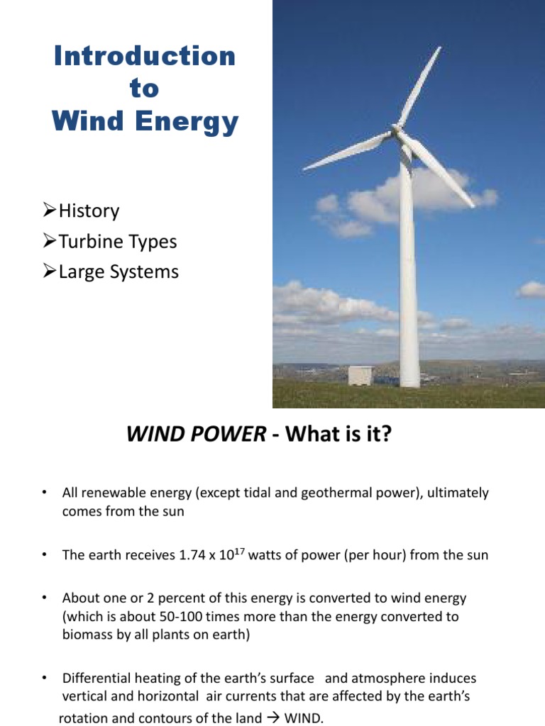 3.introduction To Wind Energy | PDF | Wind Turbine | Wind Power