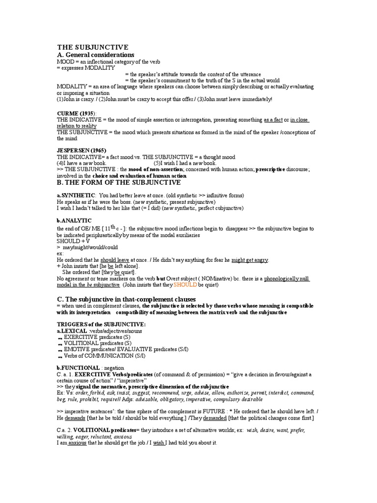 The SUBJUNCTIVE Reloaded (Focus - The Analytical Subjunctive) | PDF ...