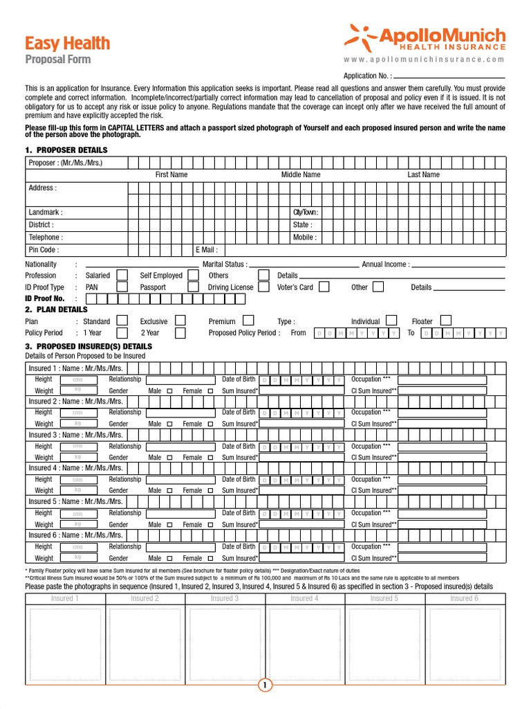 Easy Health Proposal Form | PDF | Insurance | Cheque