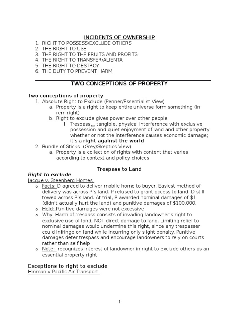 Property Outline | PDF | Adverse Possession | Trespass