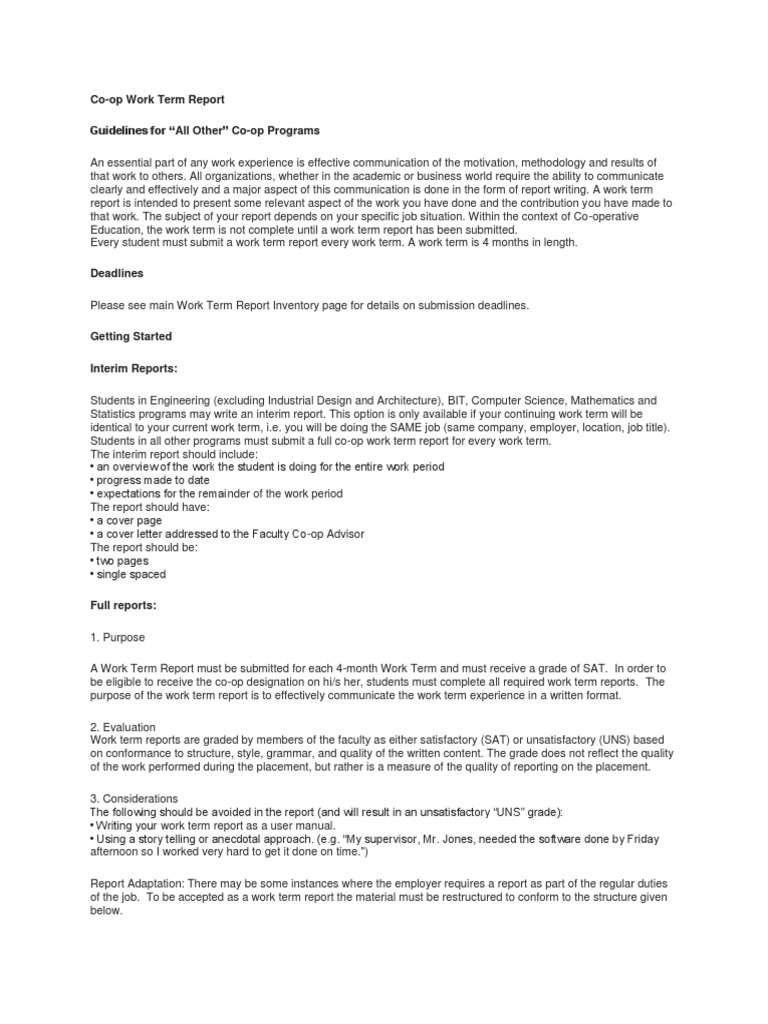 Work Term Report Guidelines PDF | PDF | Wear | Information