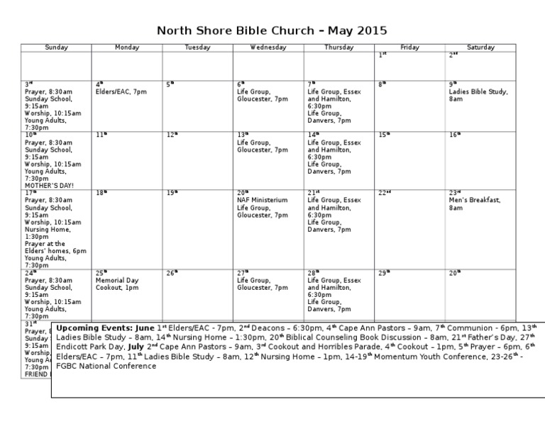 NSBC May 2015 Calendar | PDF