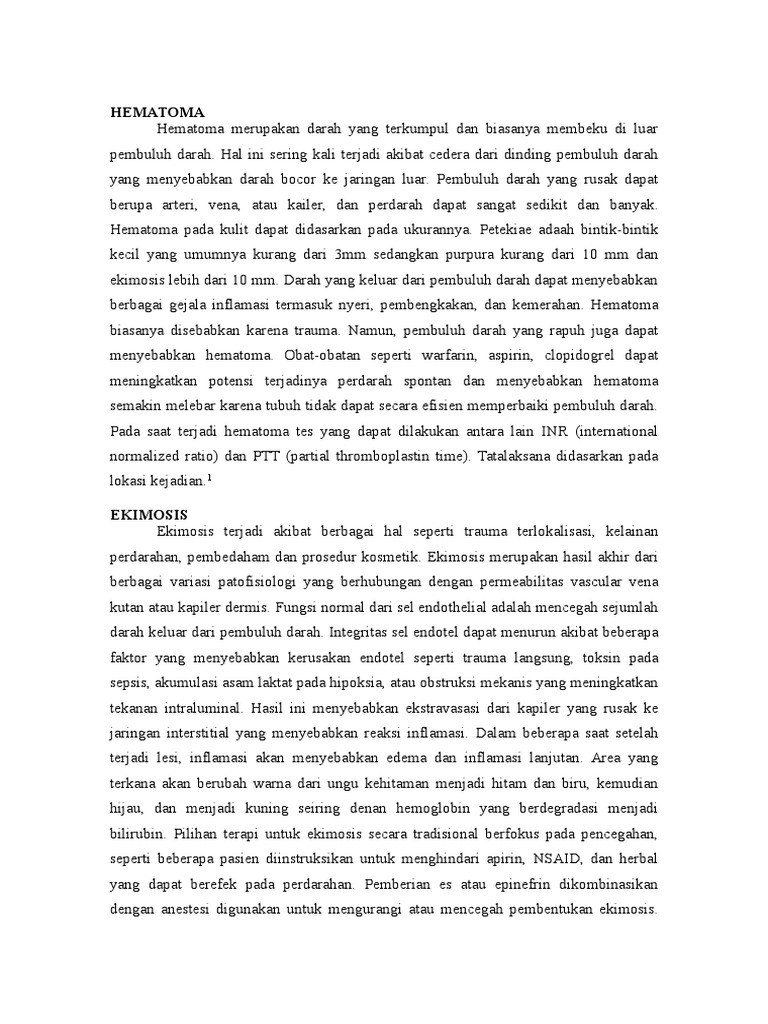 Perbedaan Ekimosis, Petekie, Dan Purpura | PDF