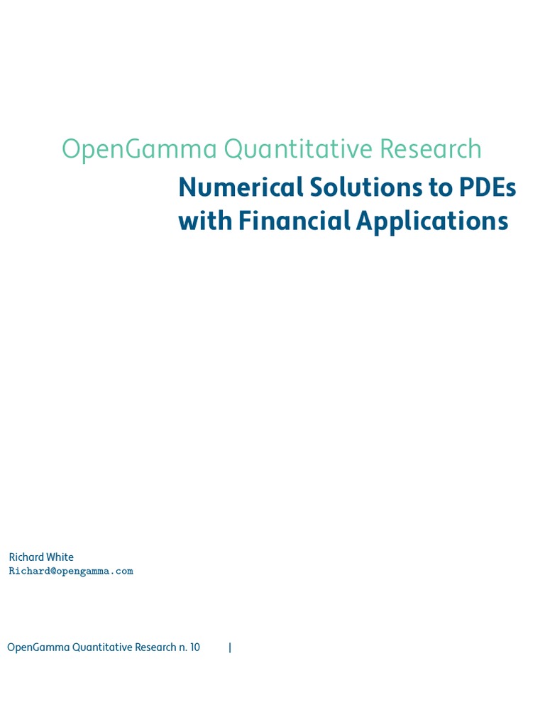 Numerical Solutions To PDEs With Financial Applications | PDF | Partial ...