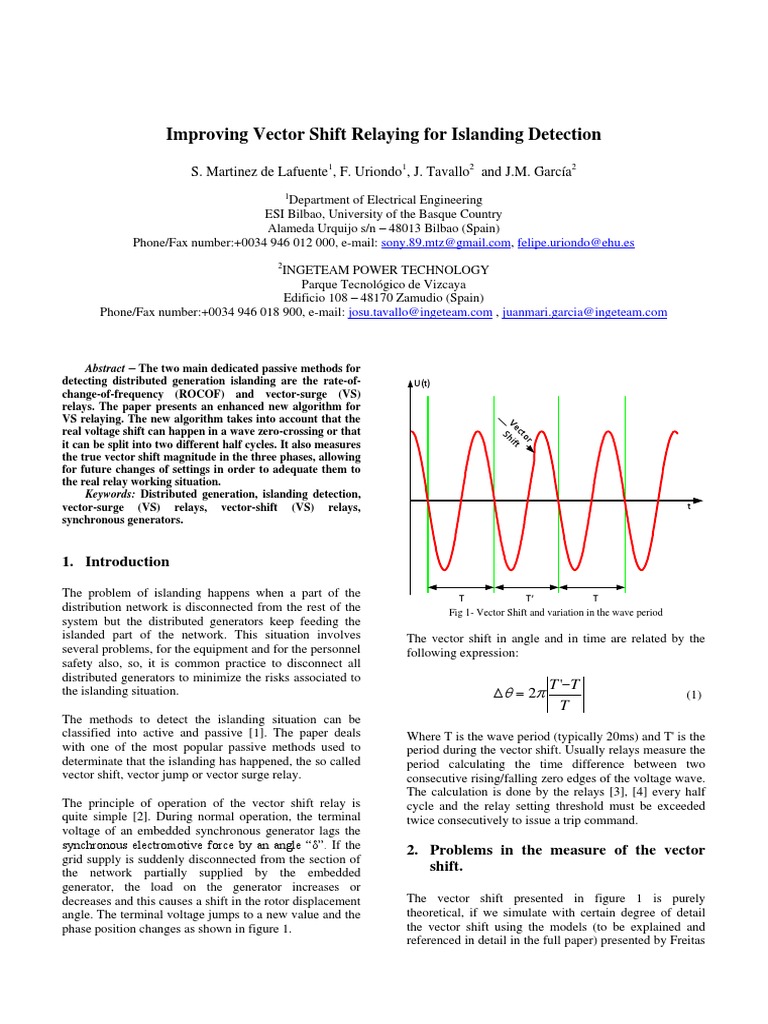 An Enhanced Algorithm for Vector Shift Relaying to Improve Islanding Detection Accuracy by ...