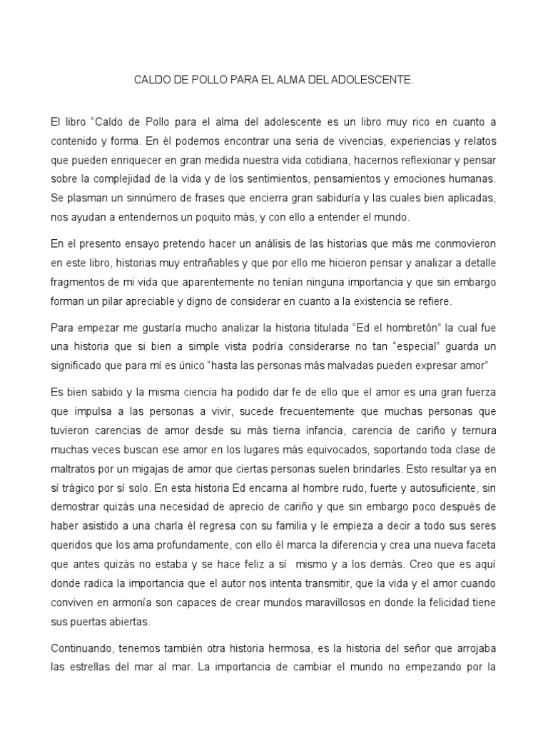 Caldo de Pollo para El Alma Del Adolescente | PDF | Amor | Alma