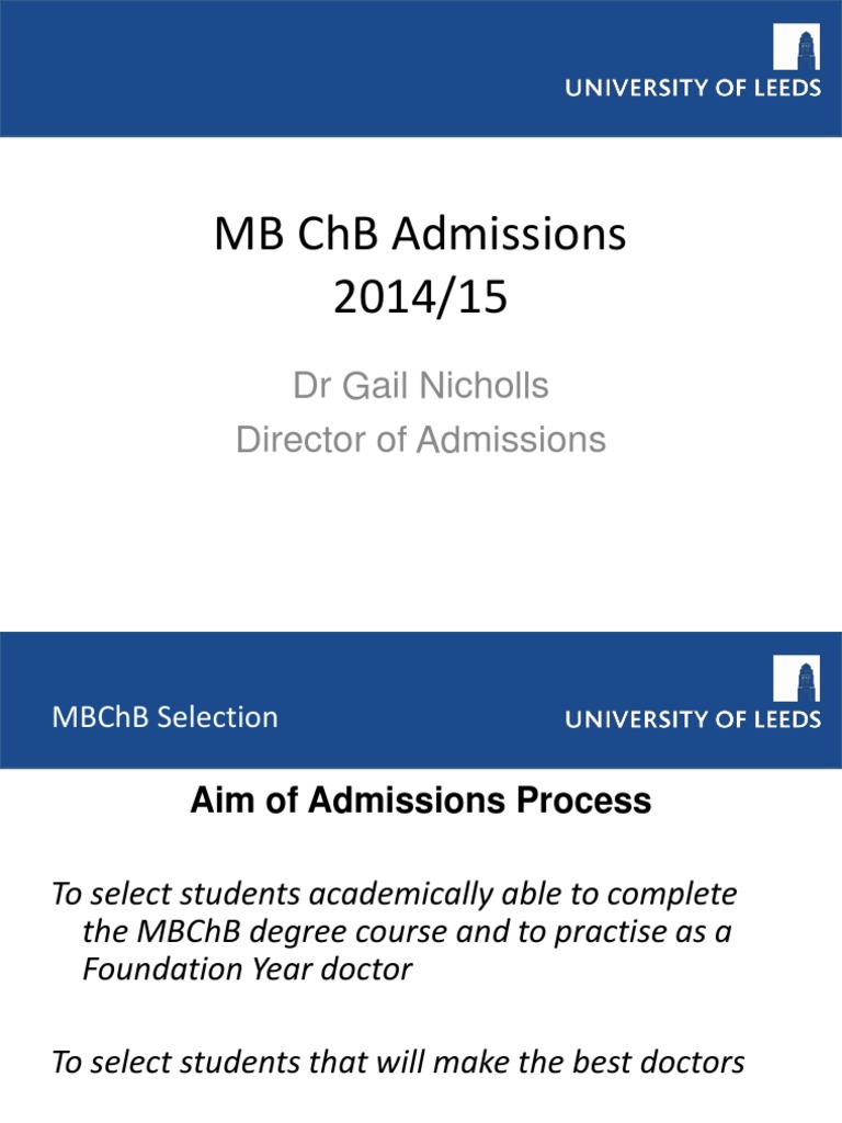 MBCHB Admissions 2014 15 | PDF | Gce Advanced Level (United Kingdom ...