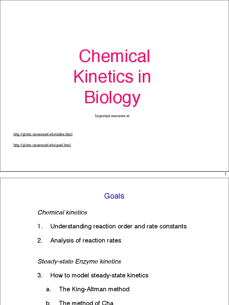 Chemical Kinetics in Biology - Analyzing Reaction Rates | PDF ...