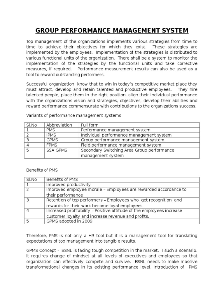 01 Group Performance Management System | PDF | Performance Indicator ...