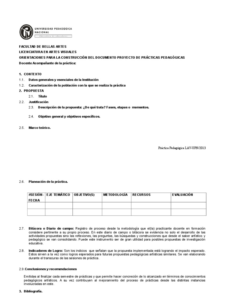 Formato de Planeación de Proyecto UPN | PDF | Plan de estudios | Pedagogía