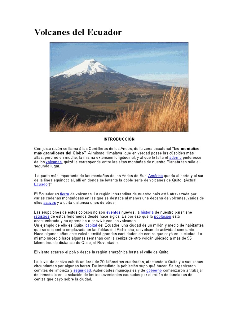 Volcanes Activos y su Historia en Ecuador | PDF