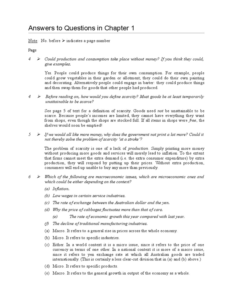 Answers To Questions in Chapter 1 | PDF | Inflation | Macroeconomics