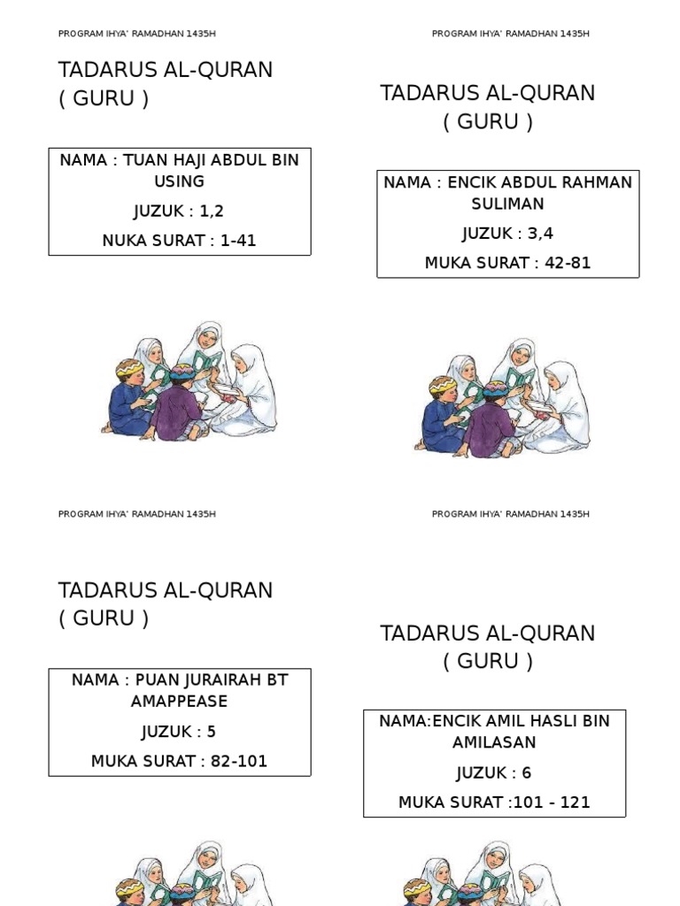 Tadarus Al-Quran Program 1435H | PDF