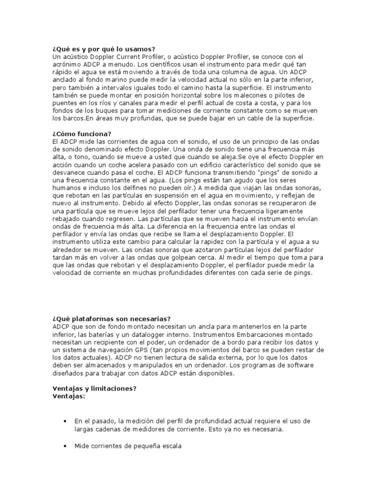 ADCP | PDF | Efecto Doppler | Sonido