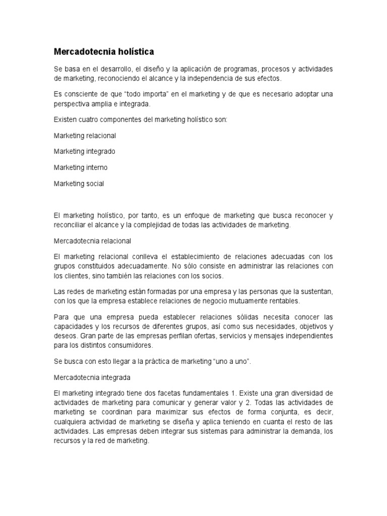 Mercadotecnia Holística | PDF | Marketing | Ciencias económicas
