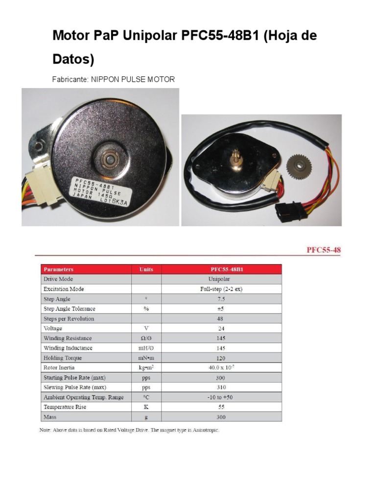 Motor PaP (A Pasos) PFC55-48B1 Datasheet | PDF