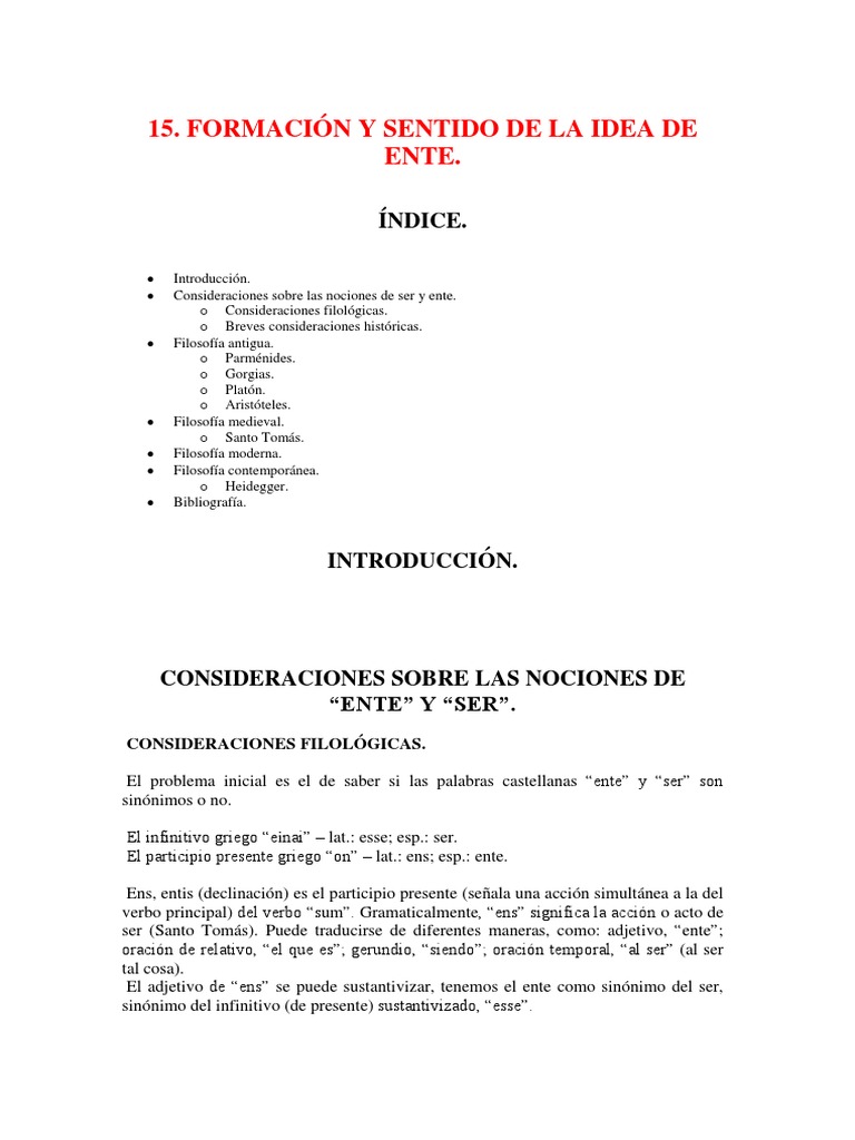 Evolución de la Idea de Ente | PDF | Platón | Ontología