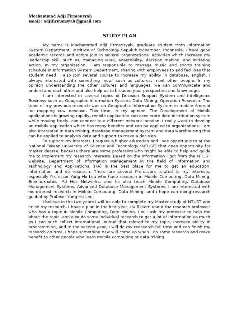 Mochammad Adji Firmansyah Study Plan | PDF | Information System | Data Mining