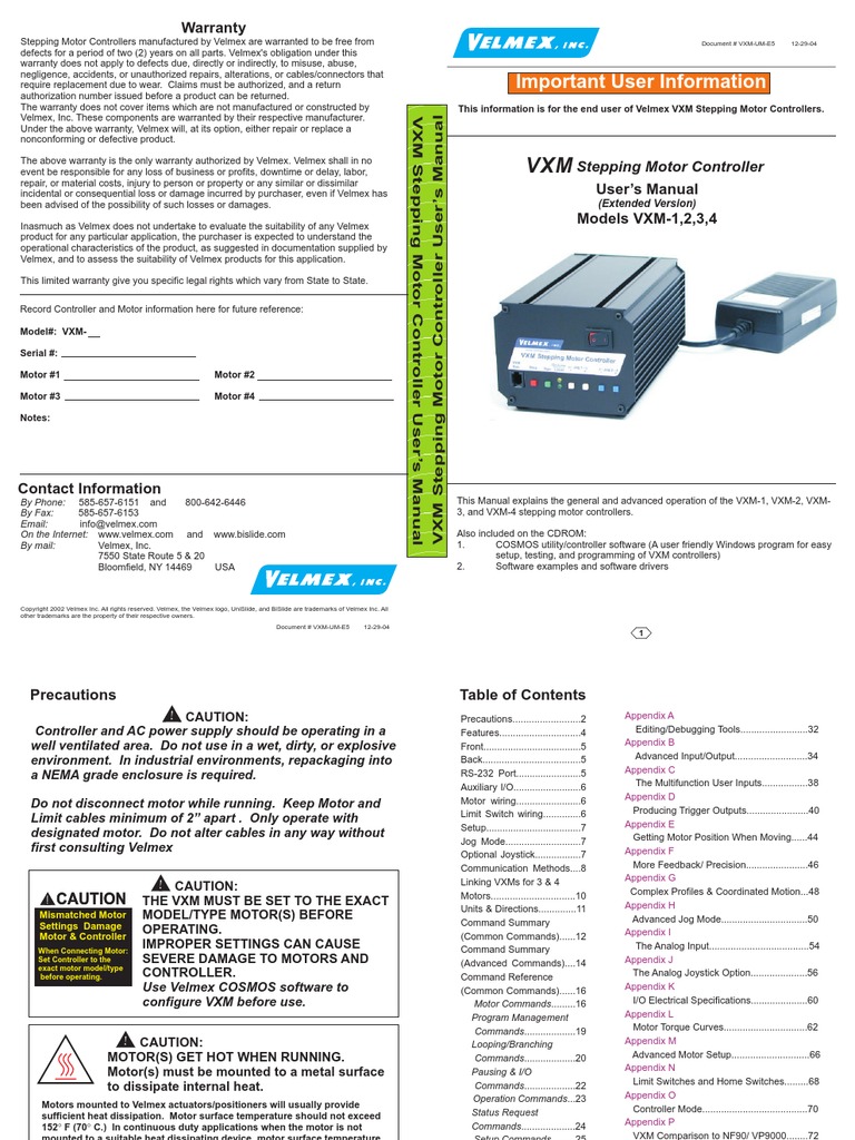 Velmex Vxm2 Users Man | PDF | Power Supply | Switch