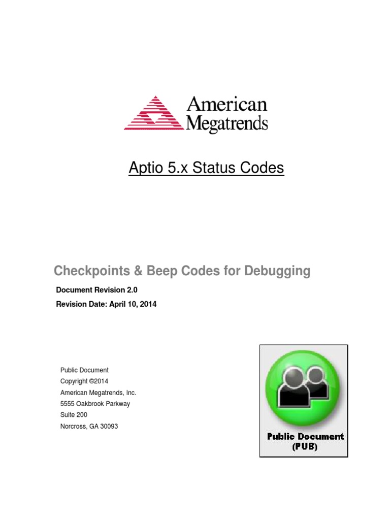 Aptio V Status Codes | PDF | Booting | Bios