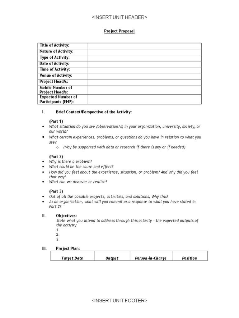 Project Proposal (PPR) Template | PDF | Expense | Income Statement