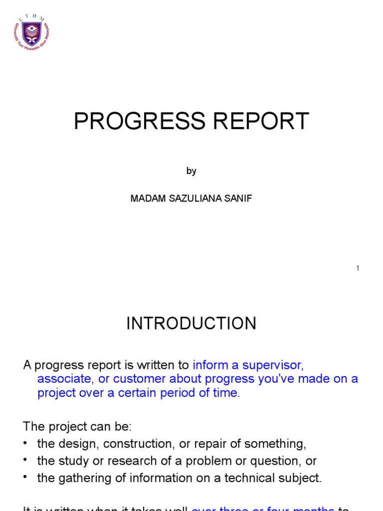 A Guide to Writing Effective Progress Reports | PDF | Psychological ...