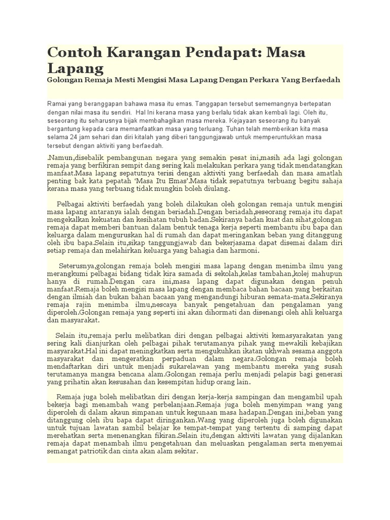 Contoh Karangan Pendapat | PDF