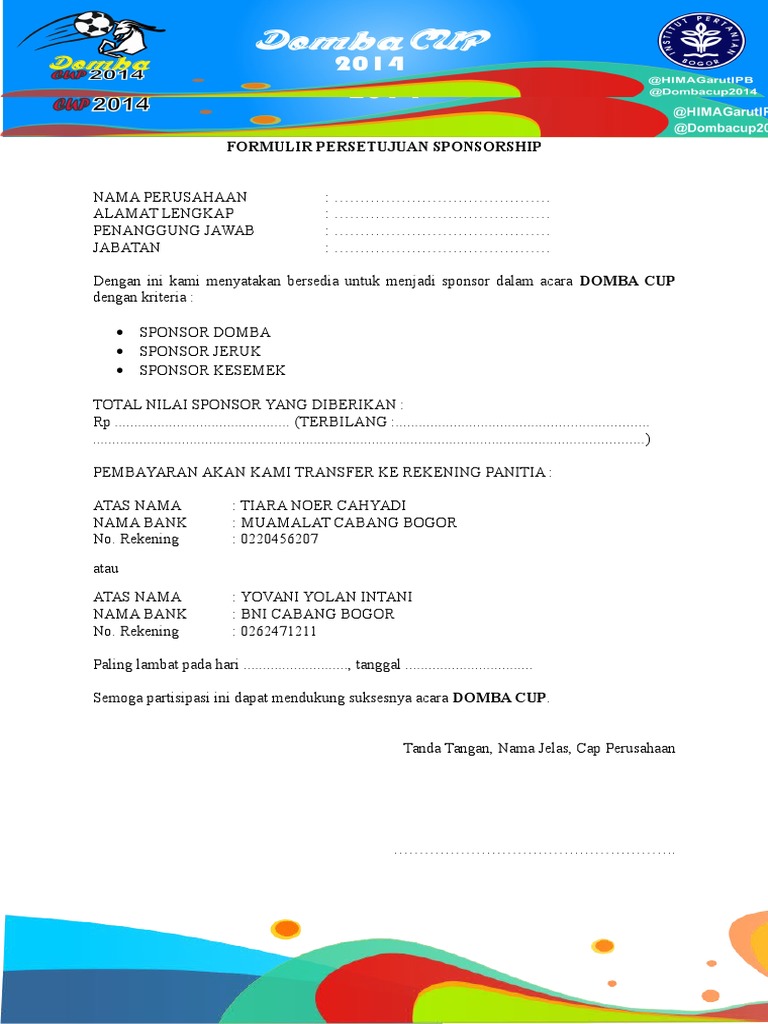 Formulir Persetujuan Sponsorship | PDF